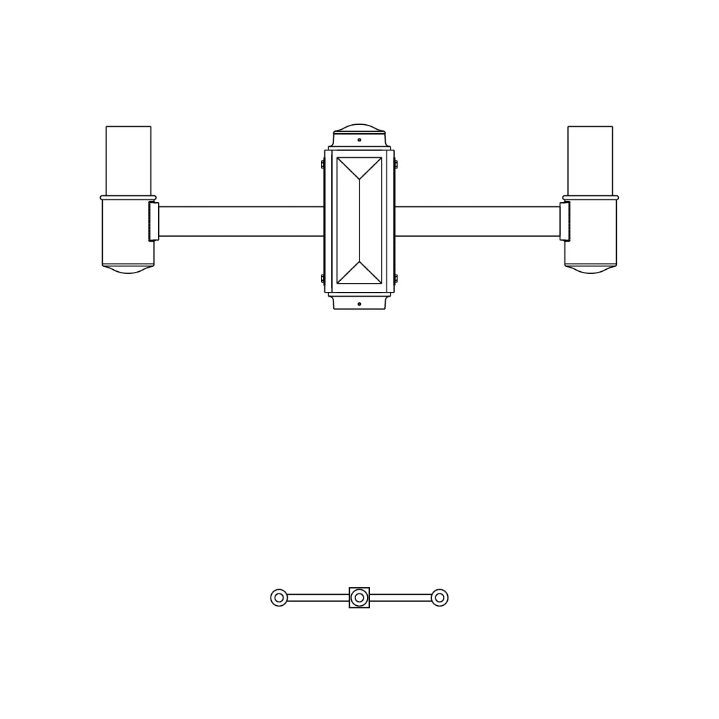 2 at 180 Degrees and 1 Top Center Mount- 3" Post - 543 – hanoverlantern